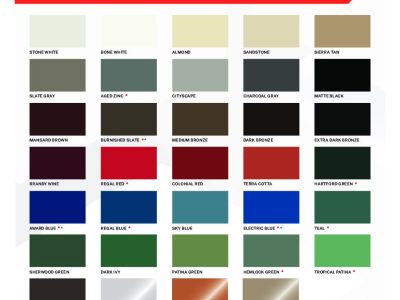 Color Chart | Metal Roofing Color Chart NJ